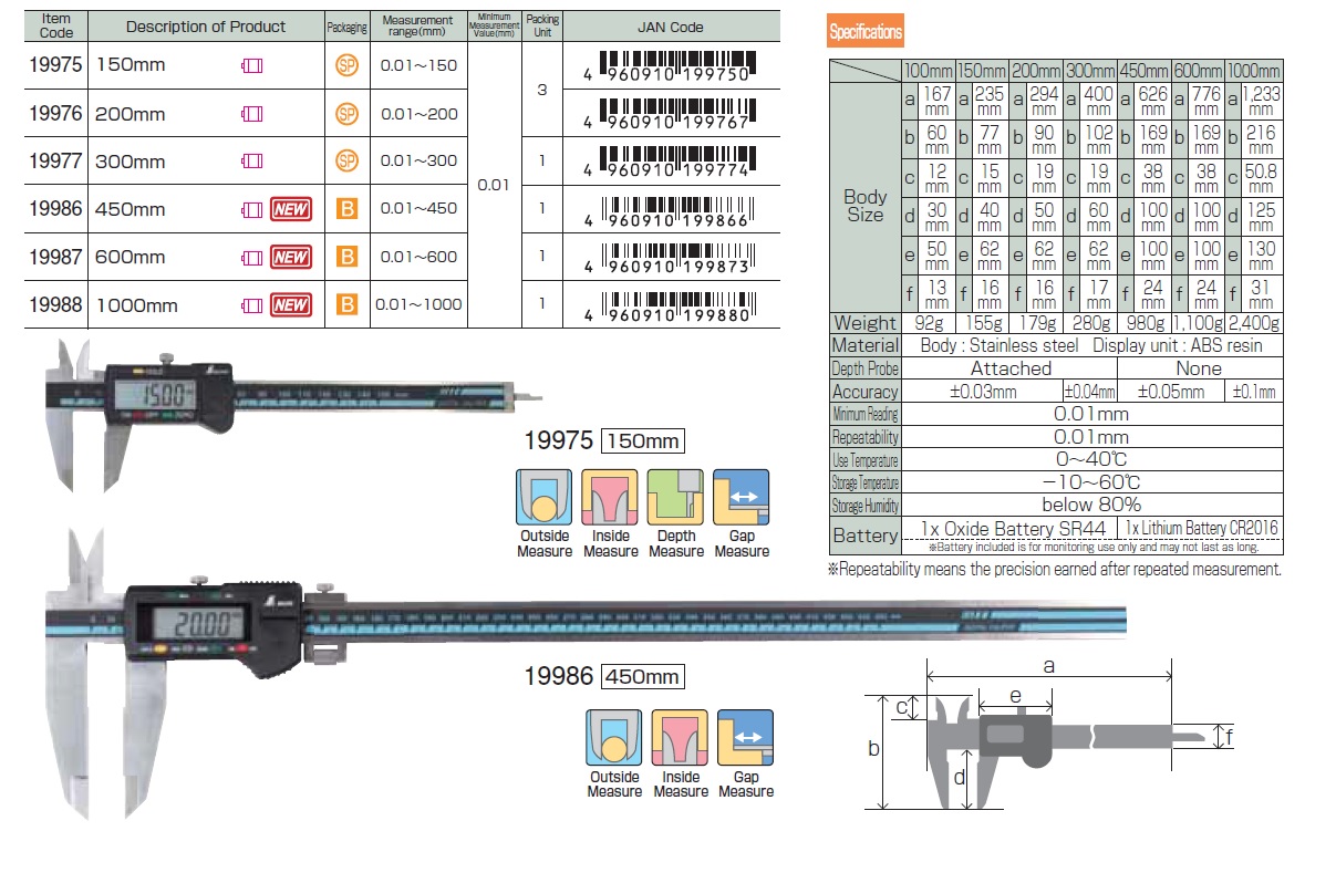 Ichiban Precision Sdn Bhd - Shinwa - Shinwa Digital Vernier Caliper Mini with Hold Function